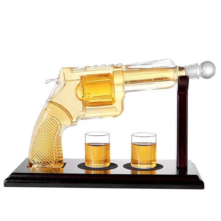 Custom High Borosilicate Transparent Glass Pistol Whiskey Decanter Set ...