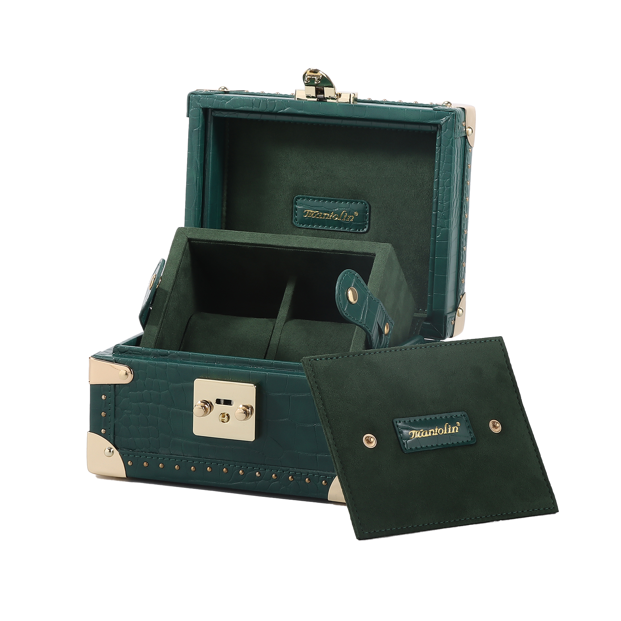 Mantolin Luxury Leather Travel Case for Watches & Jewelry