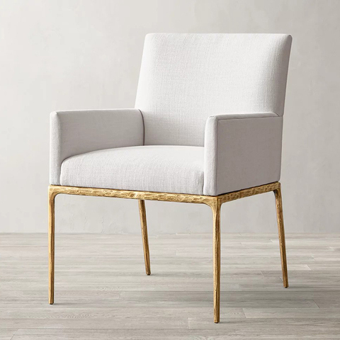 Modern Thaddeus Golden Track Arm Chair Hand Hammer Forged Metal Frame ...