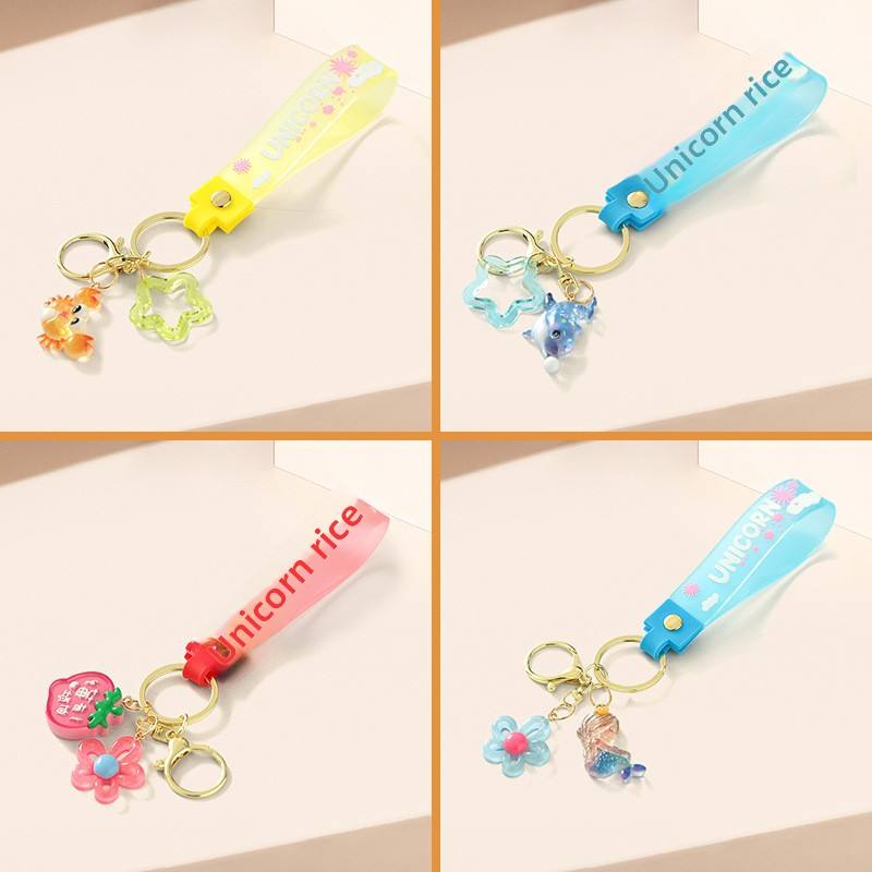 Jelly Transparent Color Soft Crystal unicorn Keychain Creative Small ...