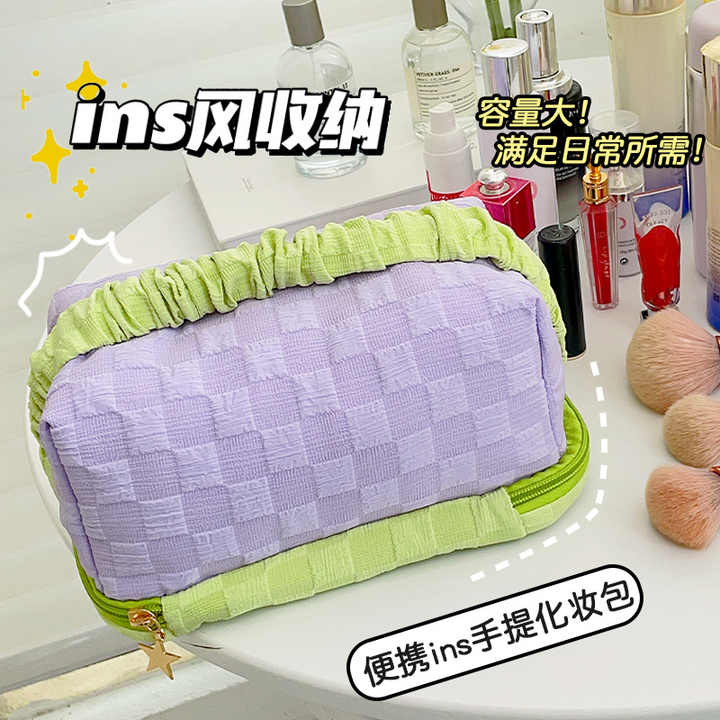 Large Capacity Bright Color pink Makeup Bag Double Layer clear Cheap ...