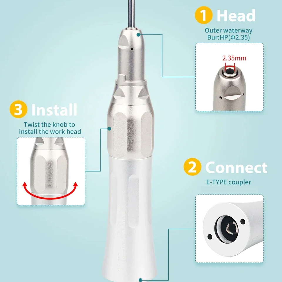 Dental Low Speed Handpiece Set Curved Straight Handpiece + Drive Motor ...