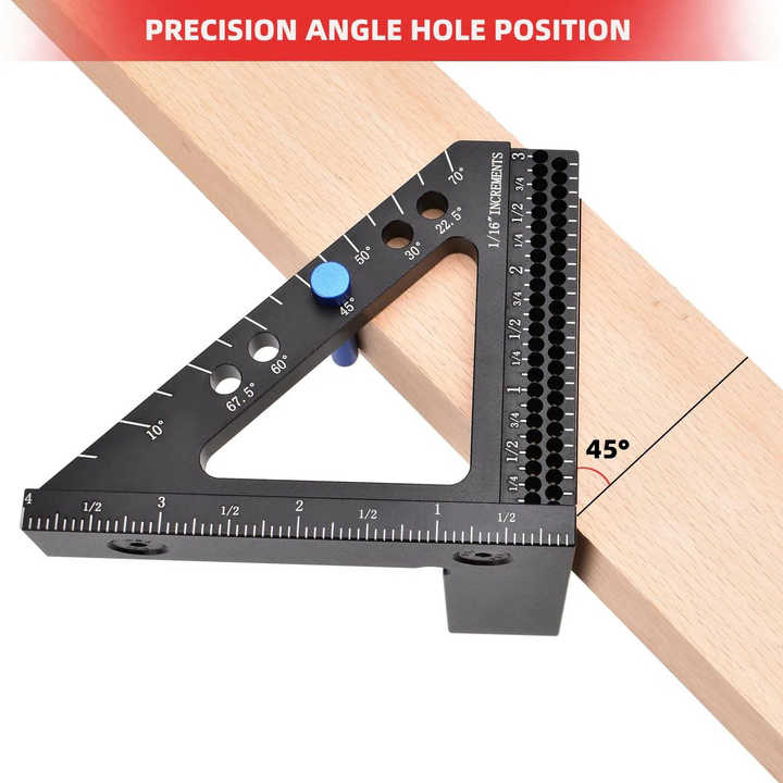 45 90 Degree Carpenter Square 3D Multi-Angle Measuring Ruler Precision ...