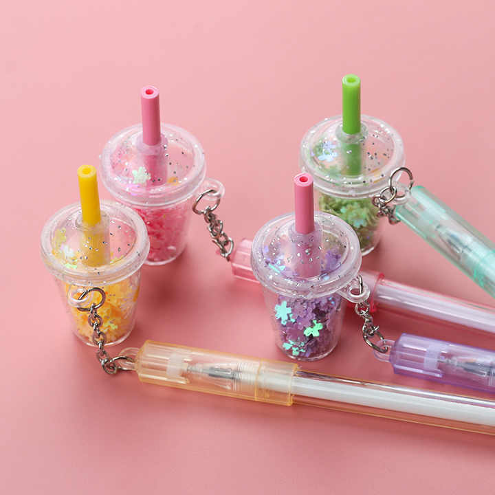 Cartoon Milk Tea Cup Gel Pen Cheap Neutral Plastic Pen for School and ...