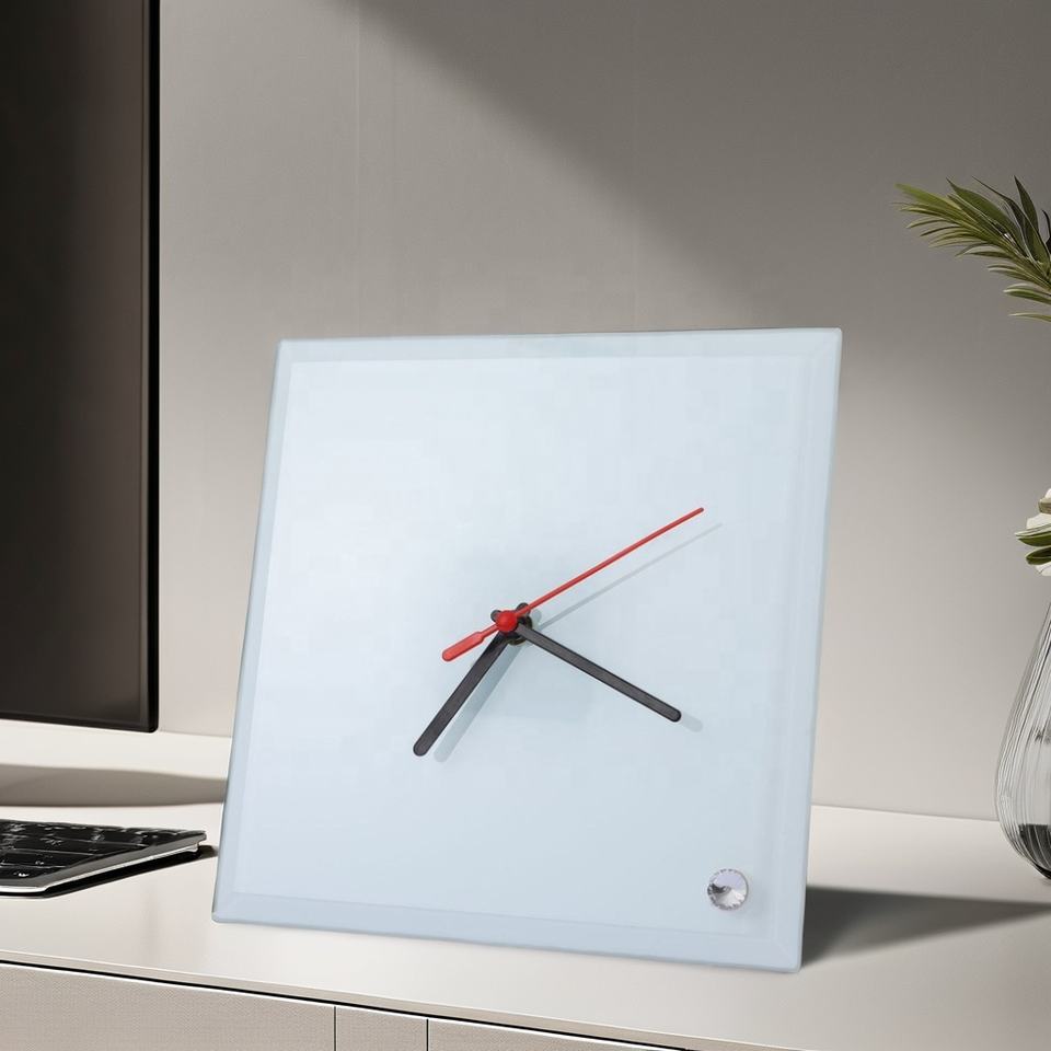 Custom Sublimation Glass Photo Clock - Eco-Friendly Square Table Clock ...