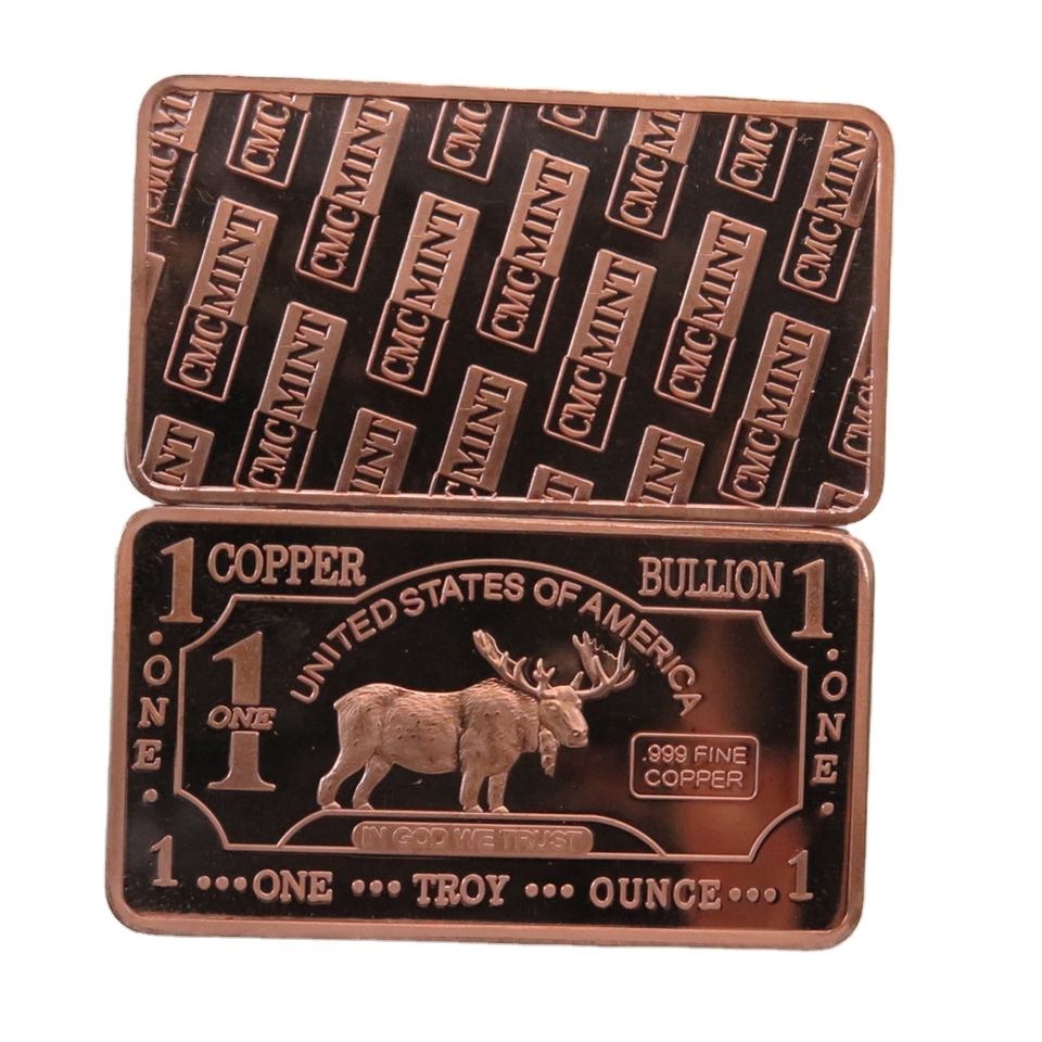 Custom 1 Oz Pure Copper Moose Bar - .999 Fine Bullion Coin for Art ...