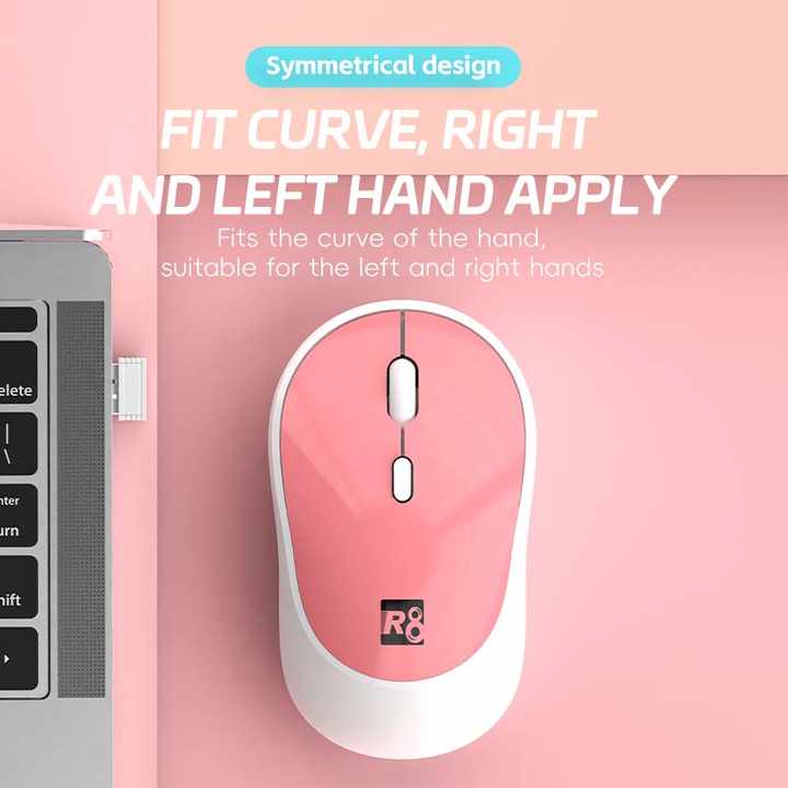 R8 Ergonomic Wireless Mouse - Adjustable 1600DPI for Desktop