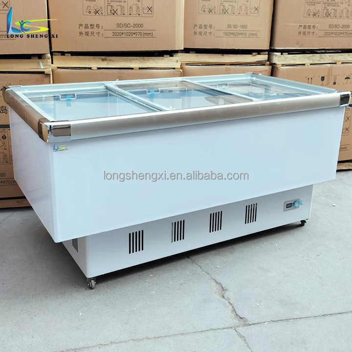 Glass Door Chest Freezer Ice Cream Deep Freezer Transparent Ice Cream ...