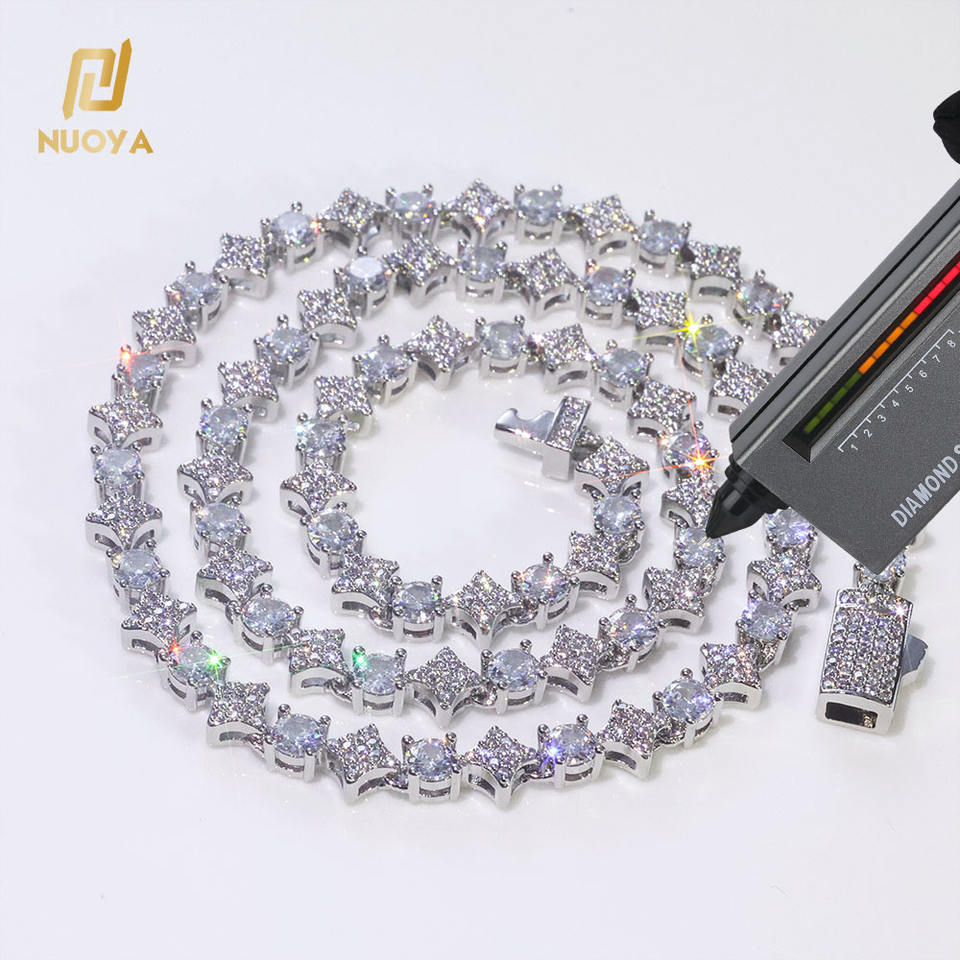 NUOYA Hiphop Custom Star Shape Round Cut Shiny VVS Moissanite Chain 6mm ...
