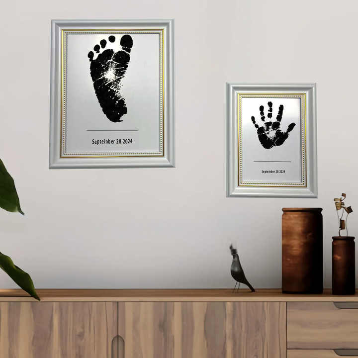 DIY Baby Footprint Kit & Hand Kit-Inkless Milestone Cards & Photo Frame ...