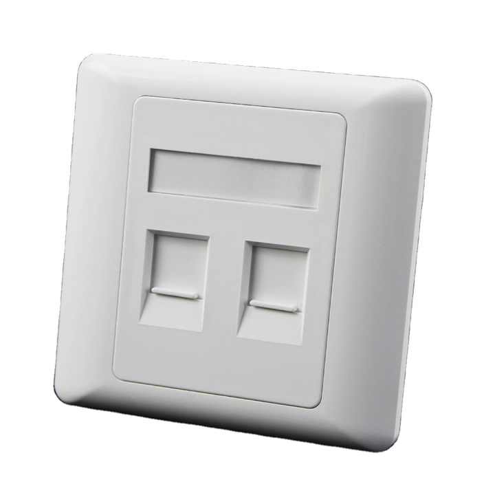 UK Type Single Dual Port 86*86 Cat5e Cat6 white Faceplate RJ45 Keystone ...