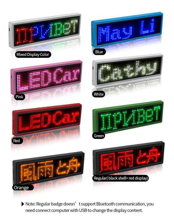 Popular Flexible Programmable LED Name Tag Light Staff Name Badge for ...