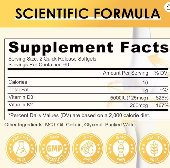 Vegan Vitamin D3 + K2 (MK7) Softgels, Dietary Supplement| Alibaba.com