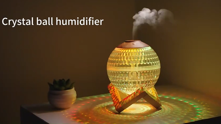 Colorful Ambient Light Wood Base Creative Crystal Ball