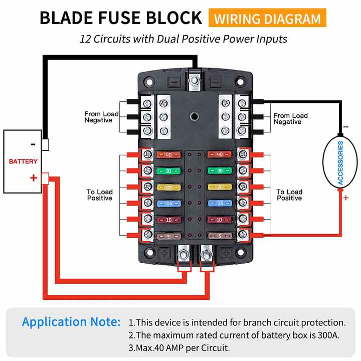 300A 12 Way Blade Fuse Block Fuse Box for 12V/24V Vehicles