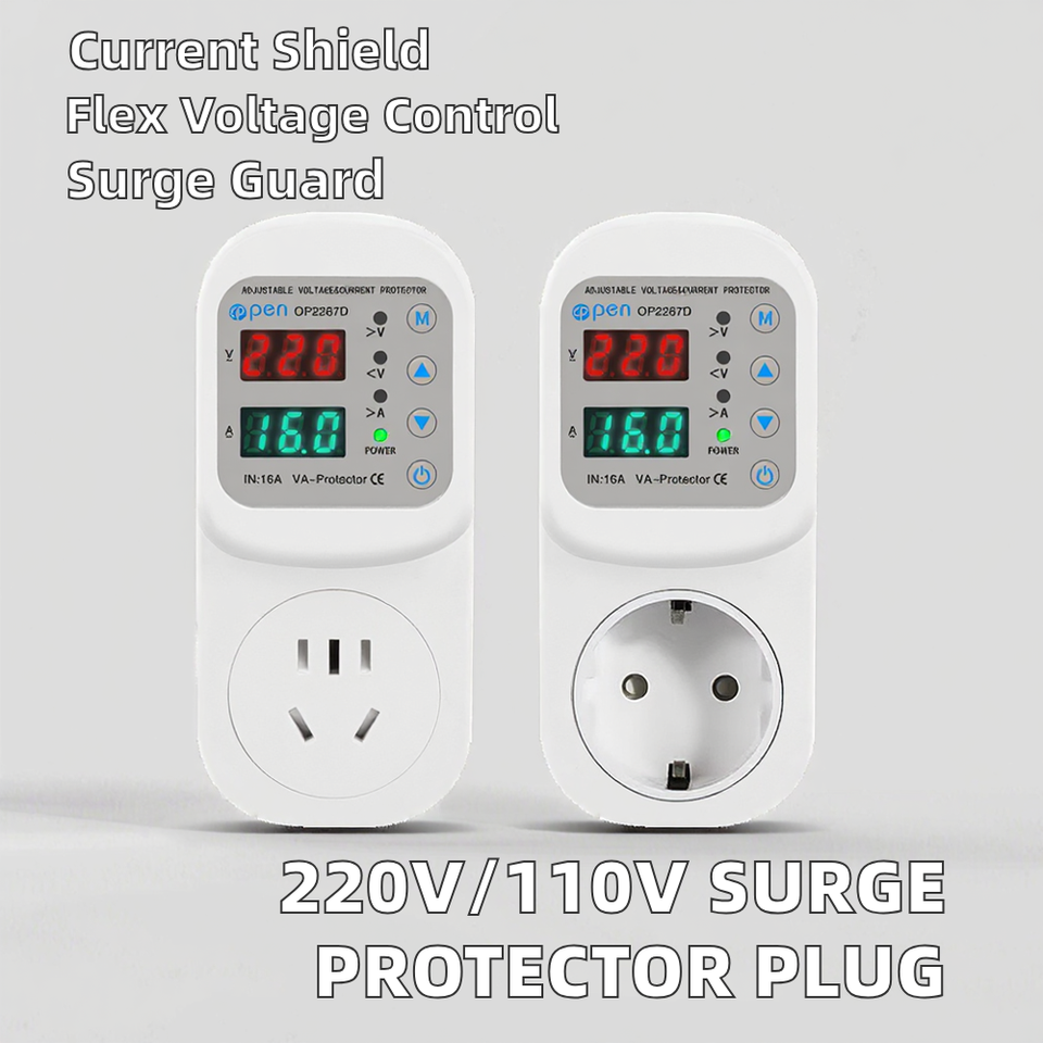 Adjustable 220V 110V 16A Surge Protector Plug with EU Socket Over ...