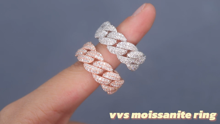 Ice Out Mossanite Ring - 925 Sterling Silver Hip Hop Jewelry