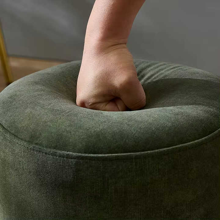 Luxury Green Velvet Stool - Modern Minimalist Living Room