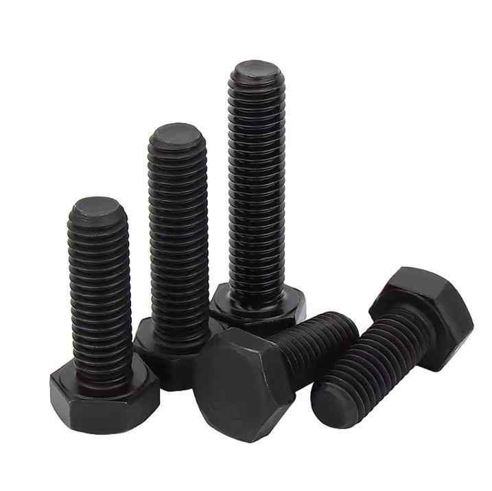 DIN 931/933 Black Carbon Steel Hex Head Bolts Fasteners M27 Thread Size ...