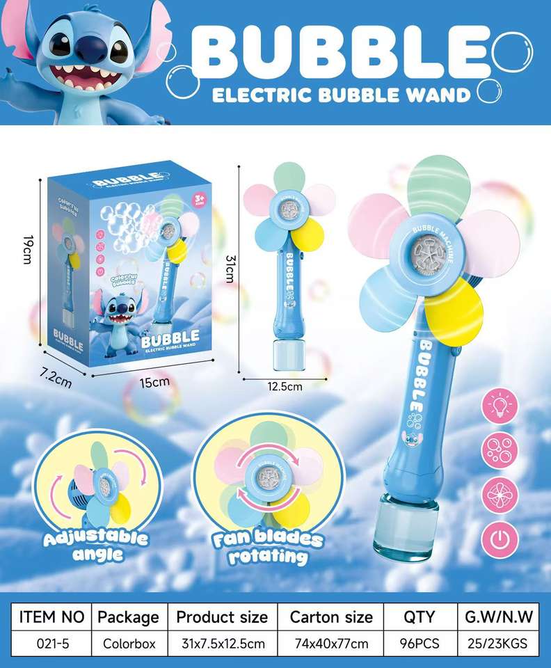 Kids Electric Rotating Windmill Bubble Wand with LED Light Adjustable ...