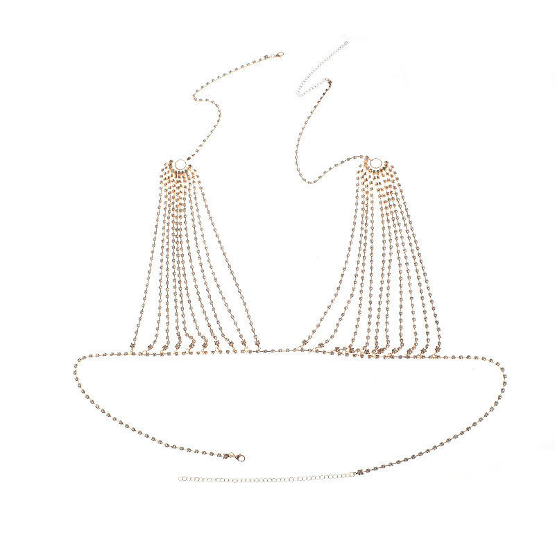Sexy Bezel Set Rhinestone Bra Body Chain Women Gold Crystal Bikini ...