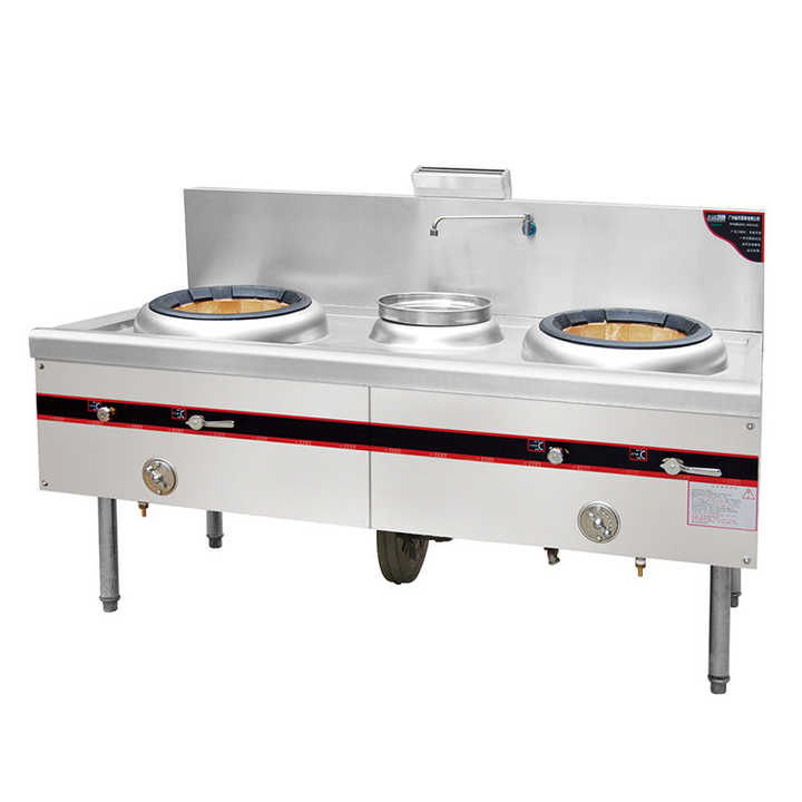 Commercial Kitchen Equipment Stainless Steel Double Burner Dual Wok ...