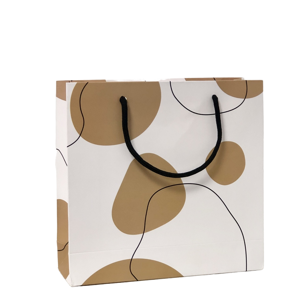 Wholesale Minimal Geometric Dot Printed Paper Bags, Custom Logo Black ...