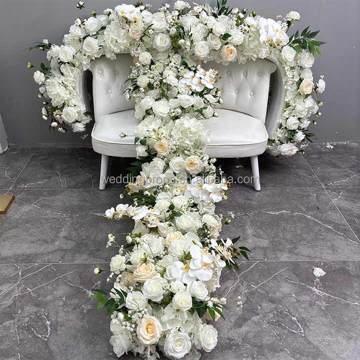 artificial wedding flowers runners stage backdrop flowers white flower ...