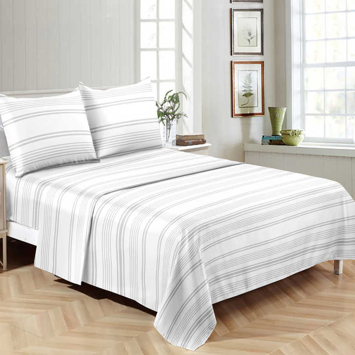 Microfiber Printed Bedding Set 100% Polyester Microfiber Include 1 Flat ...