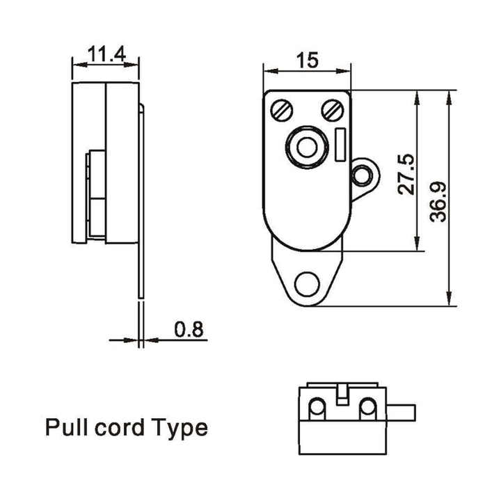 2A 250V AC Mini Pull Cord Switch with Side Action On-Off String Pull ...