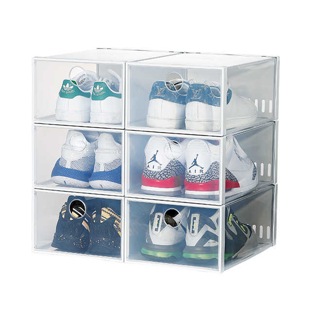 Foldable Transparent Plastic Drop Front Shoe Storage Box - Stackable ...