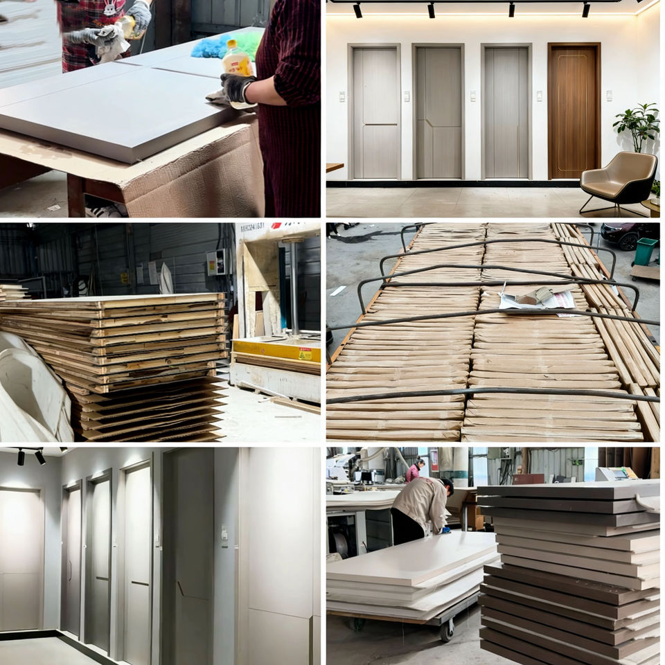 Modern Design Prehung 6 Panels White Hollow Core MDF Wood Texture ...
