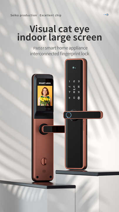 Auto 3D Face Fingerprint Recognition Smart Door Lock