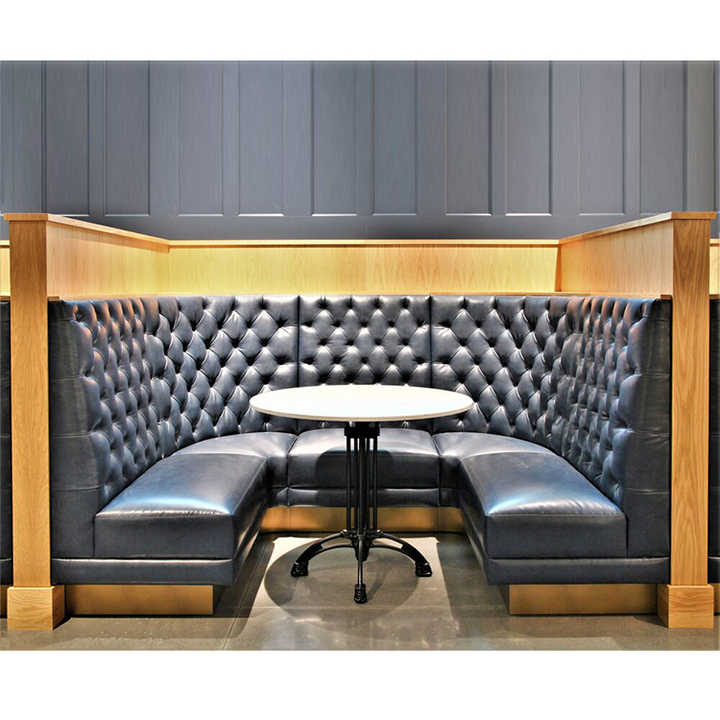 Modern Blue Customized Shape Booth Seating for Restaurants