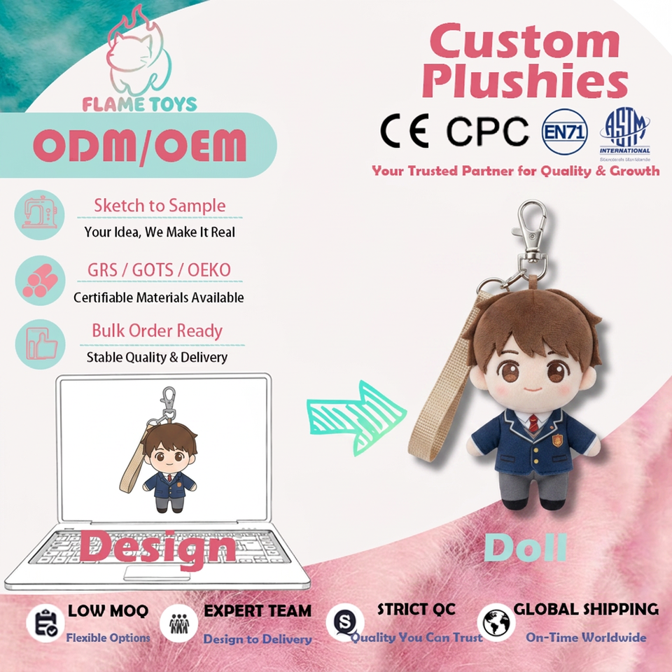 Aesthetic Custom Plush Cloth Bag Charm Schoolboy Anime Character ...