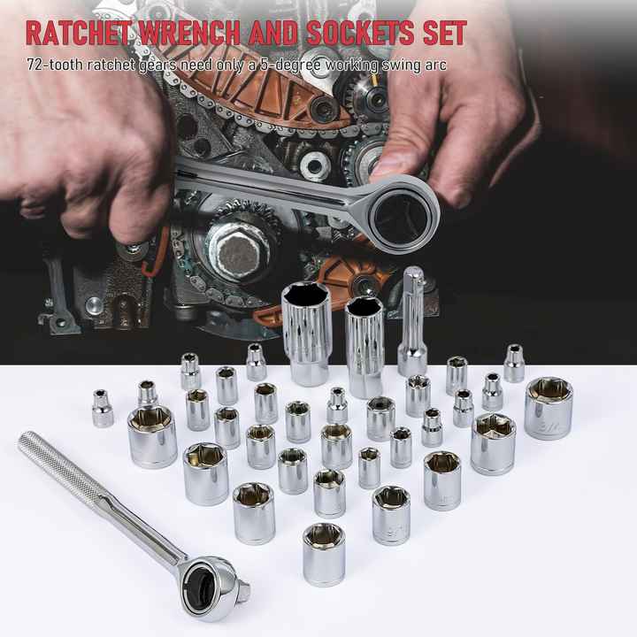 191-Piece Heavy Duty Manual Hand Tool Set Ratcheted Socket Wrench ...