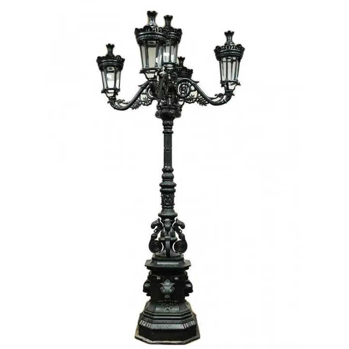 5 Arm Victorian Style Cast Iron Street Lighting Pole