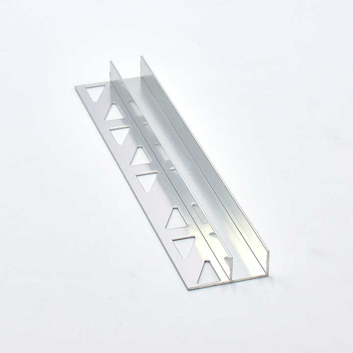 Brushed Silver Aluminum Tile Edge Trim F Channel for Glass Rail, OEM