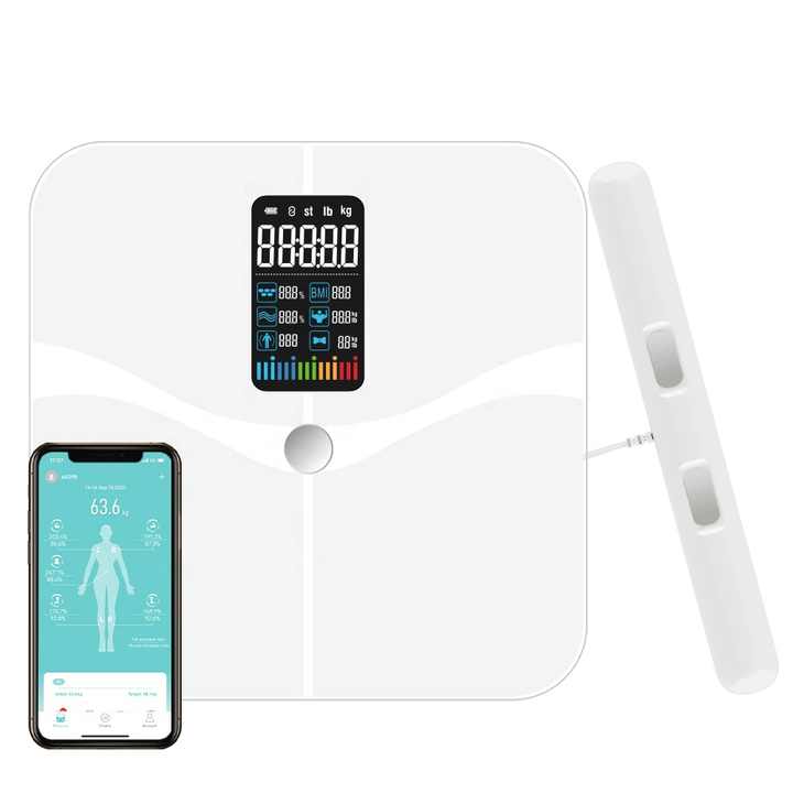 Professional Smart Digital Body Fat Scale 8 Electrodes with Printing Report Electric Powered BMI ...