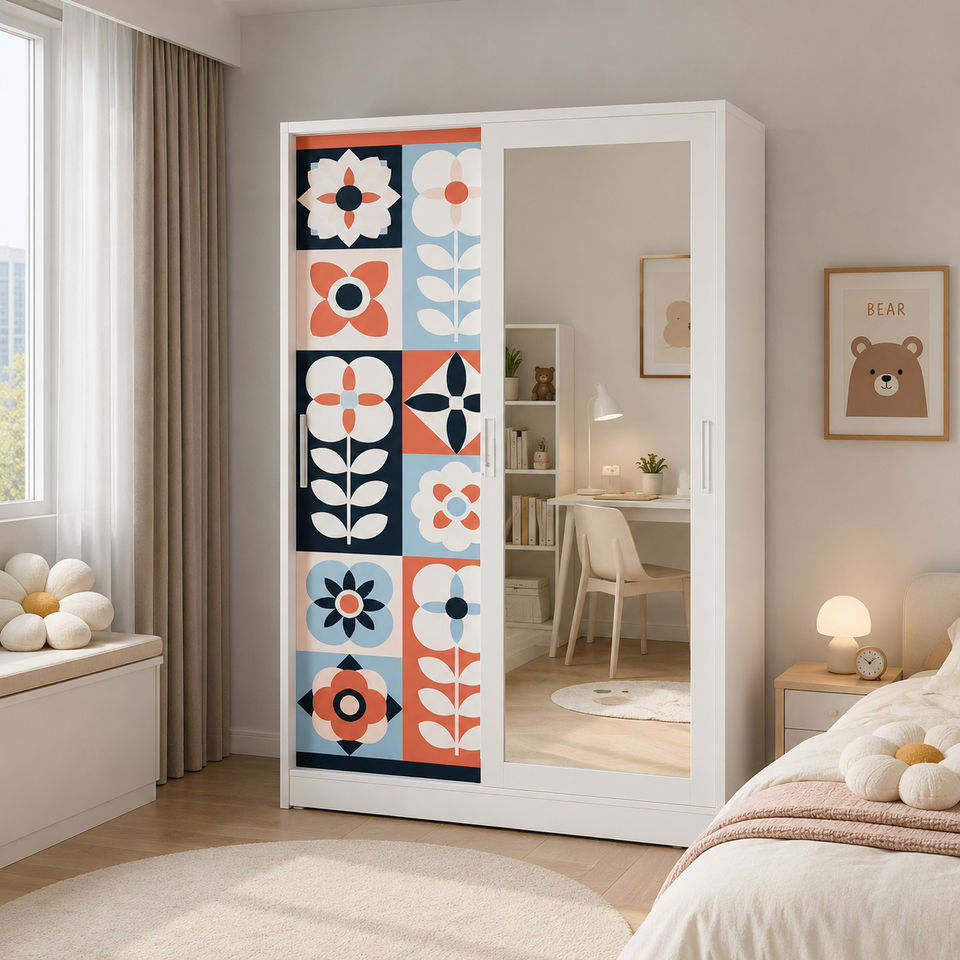 Mirror Steel Wardrobe Bedroom Steel Sliding Door Closet Modern Clothes ...