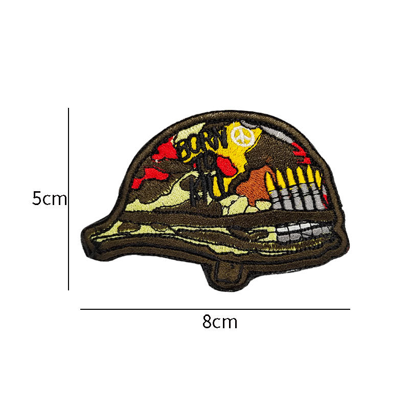 Helmet Skull Embroidered Patch Cross Badge Pilot Tactical Armband Cloth ...