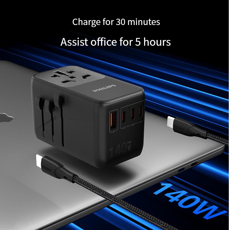 140W Gan Multi Plug Socket - Portable Universal Travel Adapter