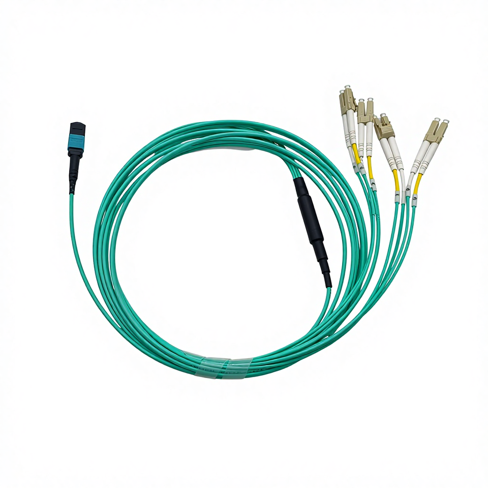 COMTON FIBER OPTICAL CABLE,8F MPO Female to Duplex LCx4 Multimode Mode ...