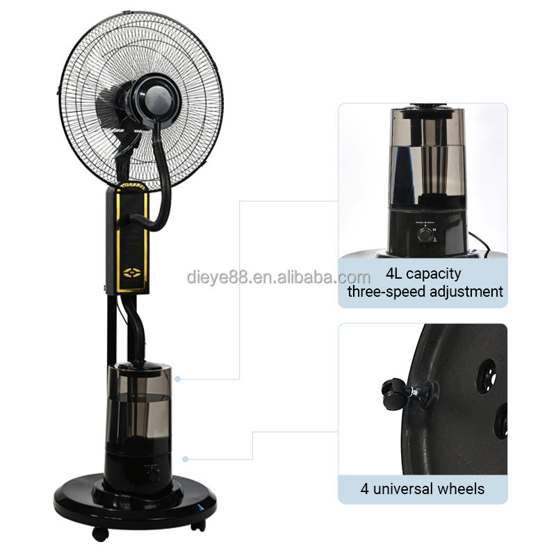 Mechanical Control Plastic Electric Fan Water Spray Remote Adjustable ...