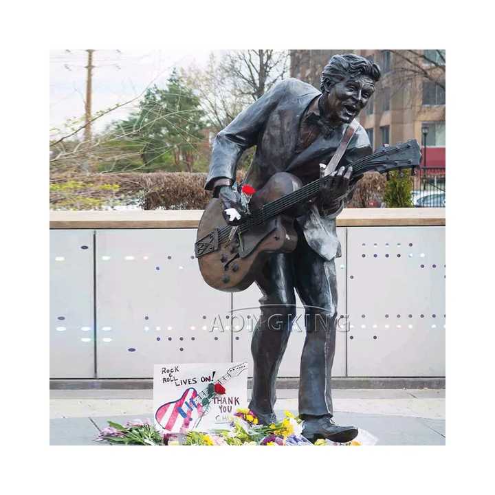 American Musician Figure - Custom Bronze Statue Playing Guitar