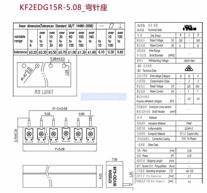 Kfedgvrkmm Spacing Plugin Terminal Block connector straight pin bent ...