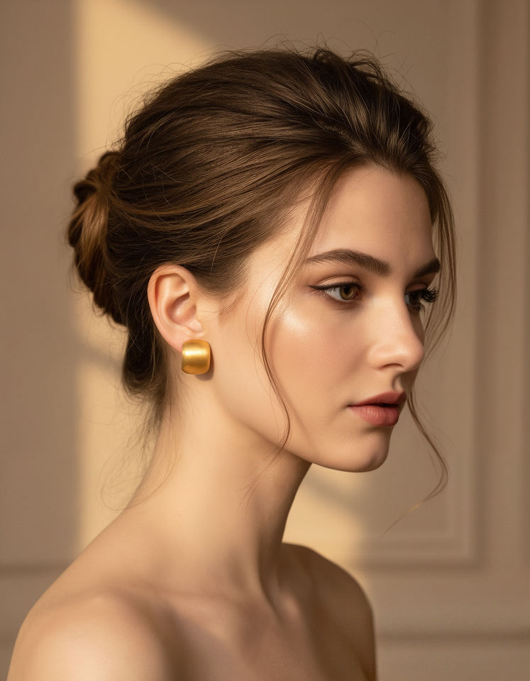 Women's Fashion Gold C-shaped Studs Minimalist Copper Alloy Earrings ...