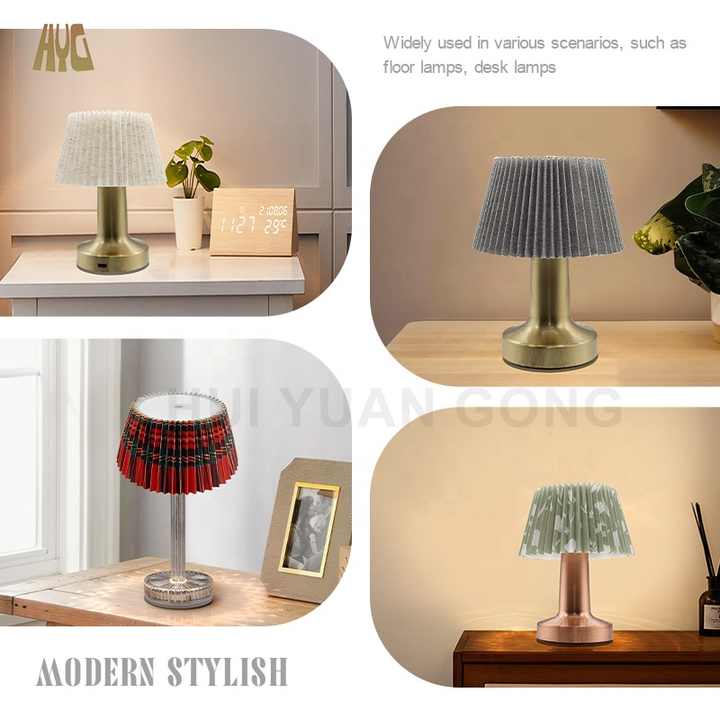Wholesale Collapsible Pleated Fabric Lampshade Decorative Bedside Table ...