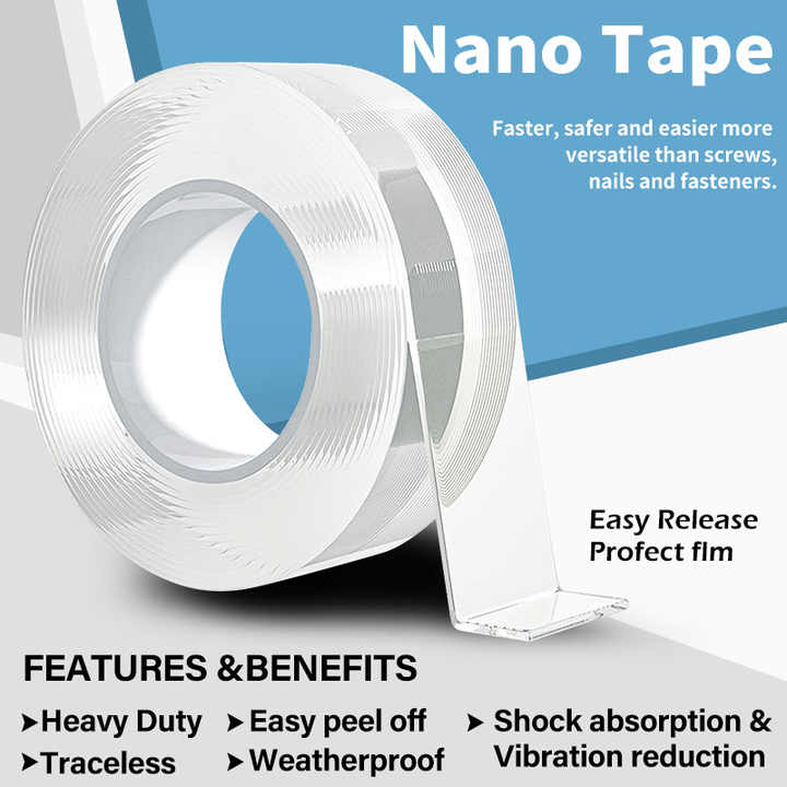 Removable Adhesive Nano Gel Tape Double Sided Heavy Duty Traceless Tape ...