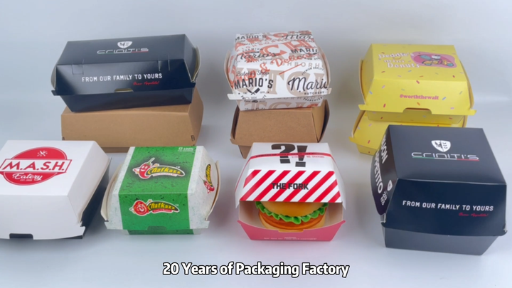 Custom Food Packaging Burger Hamburger Box Pink Black Free Design ...